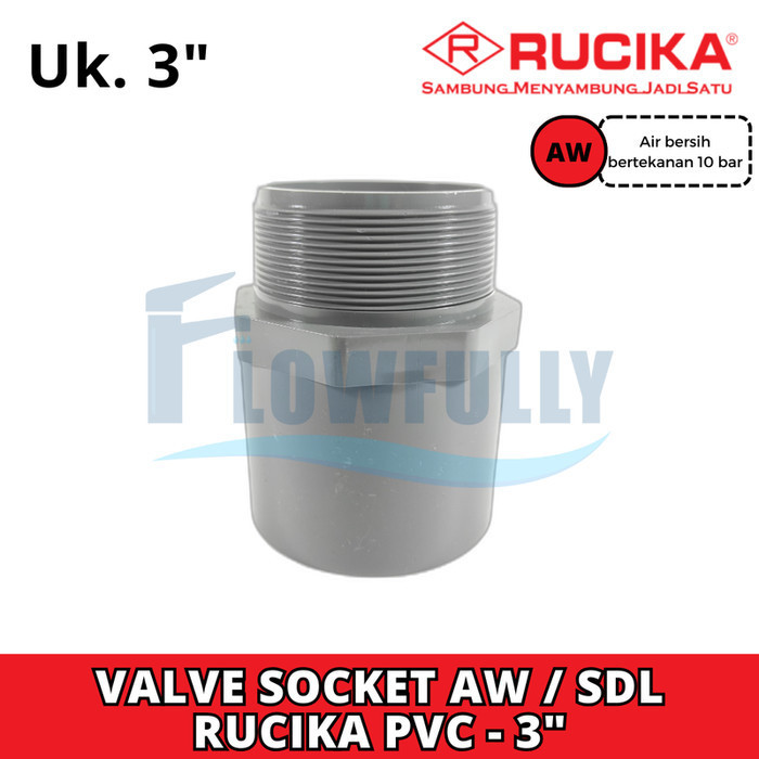 Jual VALVE SOCKET AW 3 inch RUCIKA SOK DRAT LUAR TS TEBAL PVC | Shopee ...