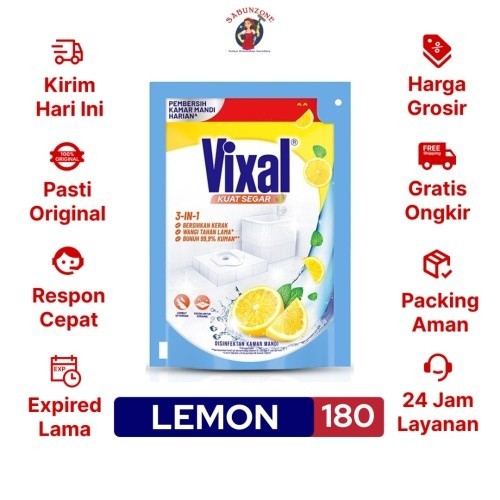 Jual Vixal Pembersih Kamar Mandi Porselen Kerak Toilet Lemon 180 ml ...