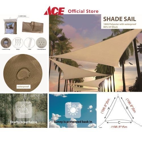 Jual Ace - Soleil 5 Mtr Kanopi Taman Triangle - Cokelat Tan | Shopee ...