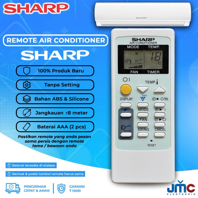 Jual REMOT AC SHARP PLASMACLUSTER CMRC A751, A791, A793,JBEZ ORIGINAL ...
