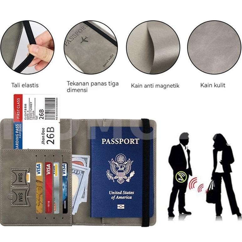 Jual TW39 MOMODA Tas paspor RFID pu kulit multi-fungsi dapat menempatkan kartu SIM tas dokumen ...