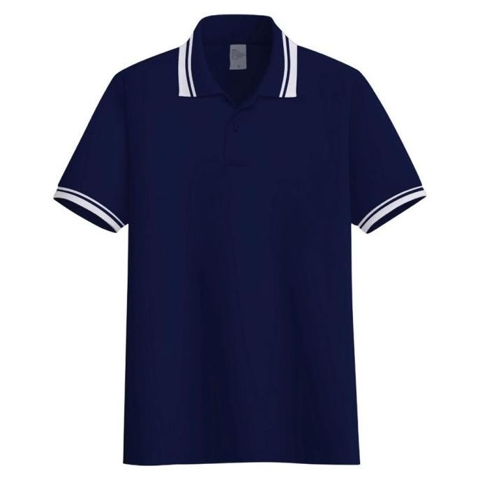 Jual Kaos polo shirt kerah list | kaos kerah pria seragam polos Biru Navy cotemikevintu | Shopee ...