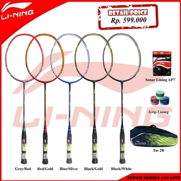 Jual PAKET- LINING SUPER SERIES SS 100 LITE ORIGINAL RAKET BADMINTON ...