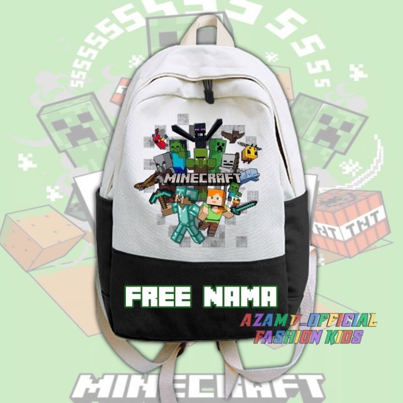 Jual TAS RANSEL KANTONG ANAK MINECRAFT FREE NAMA / TAS SEKOLAH ANAK TK ...