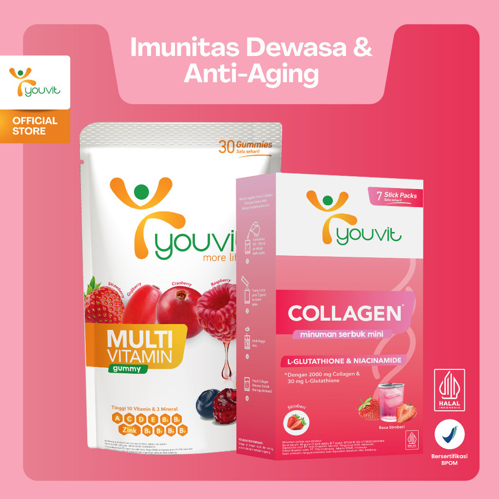 Jual Youvit Mini Collagen Drink 7 Hari & Multivitamin Dewasa 30 Hari untuk Anti Aging, Lebih ...
