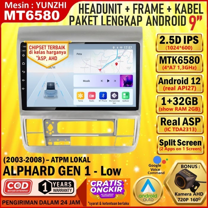 Jual Headunit Android MT6580 1/32GB+Kabel+Frame 9 inch Alphard Gen 1 ...