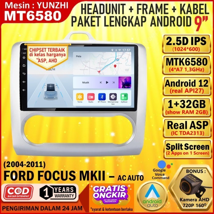 Jual Headunit Android MT6580 1/32GB+Soket+Frame 9 inch FORD FOCUS MK2 ...