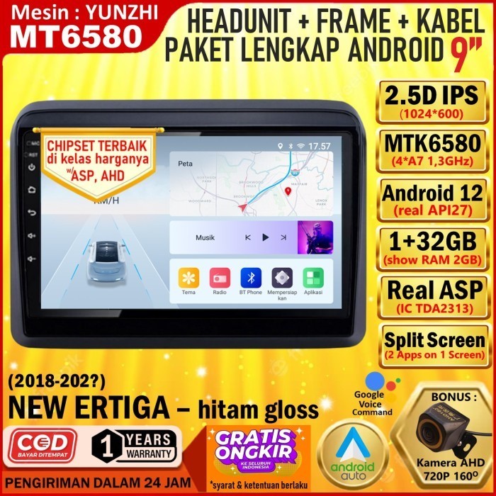 Jual Headunit Android MT6580 1/32GB+Soket+Frame 9 inch All New Ertiga ...