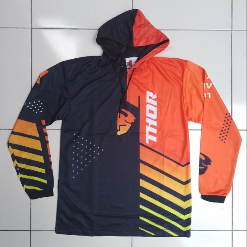 Jual Jersey Trail Full print Thor hitam oren | Shopee Indonesia