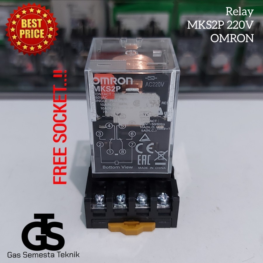 Jual RELAY MKS2P 220V 8 PIN 10A OMRON + SOCKET | Shopee Indonesia