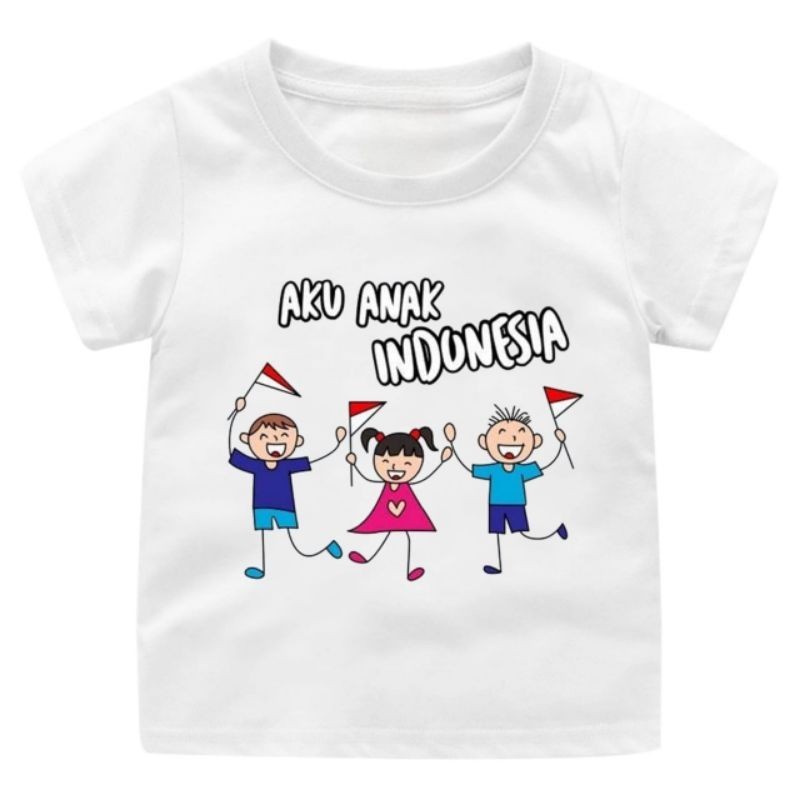 Jual Baju Kaos Atasan Anak lengan pendek Edisi PUTIH SPESIAL AGUSTUS TAHUN 2025/BAJU KEMERDEKAAN ...