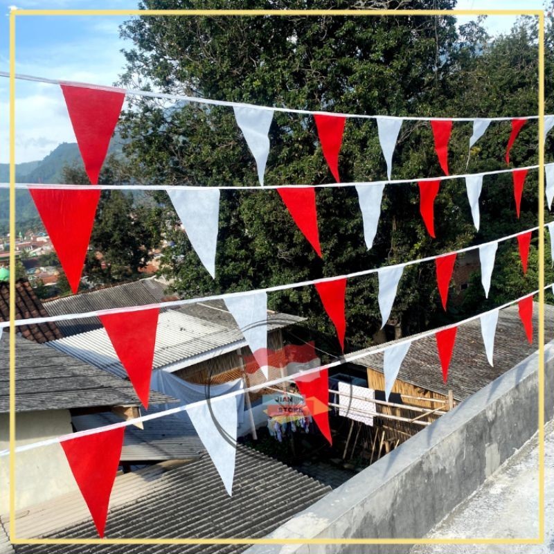 Jual 50 Meter Bendera Segitiga Kain Merah Putih Hias Festival Umbul Umbul | Shopee Indonesia