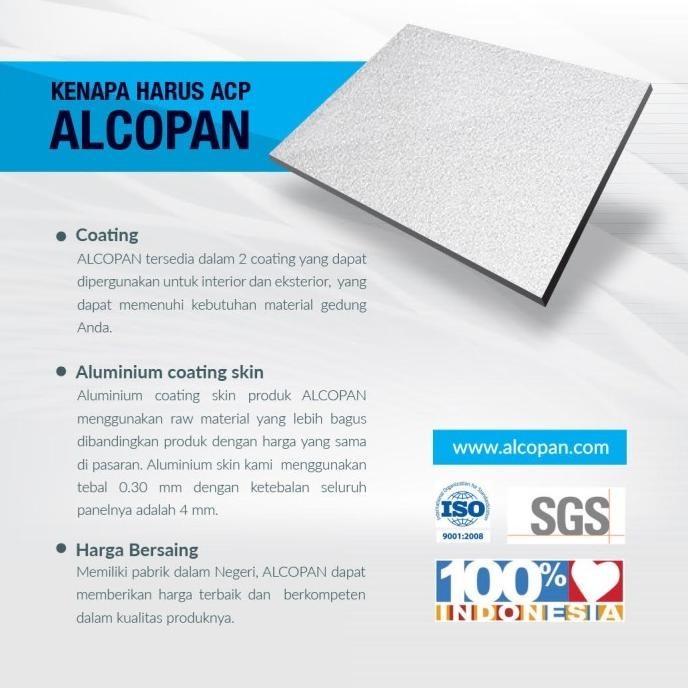 Jual ACP aluminium composite panel Alcopan Light Silver PE 4mm | Shopee ...