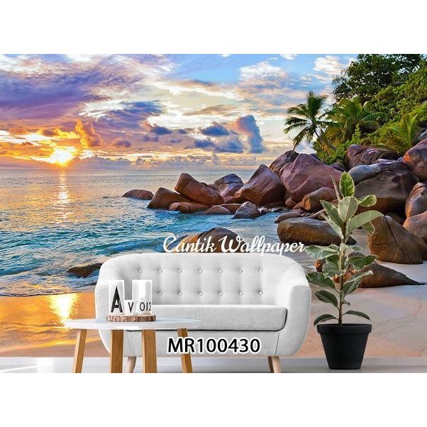 Jual Photowall Mural 3D Pemandangan Air Terjun Pantai Alami | Shopee ...