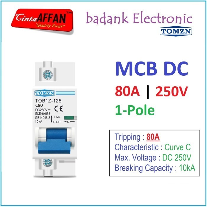 Jual MCB DC C80 80A 250V 1P Circuit Breaker Solar PV Panel Surya PLTS ...