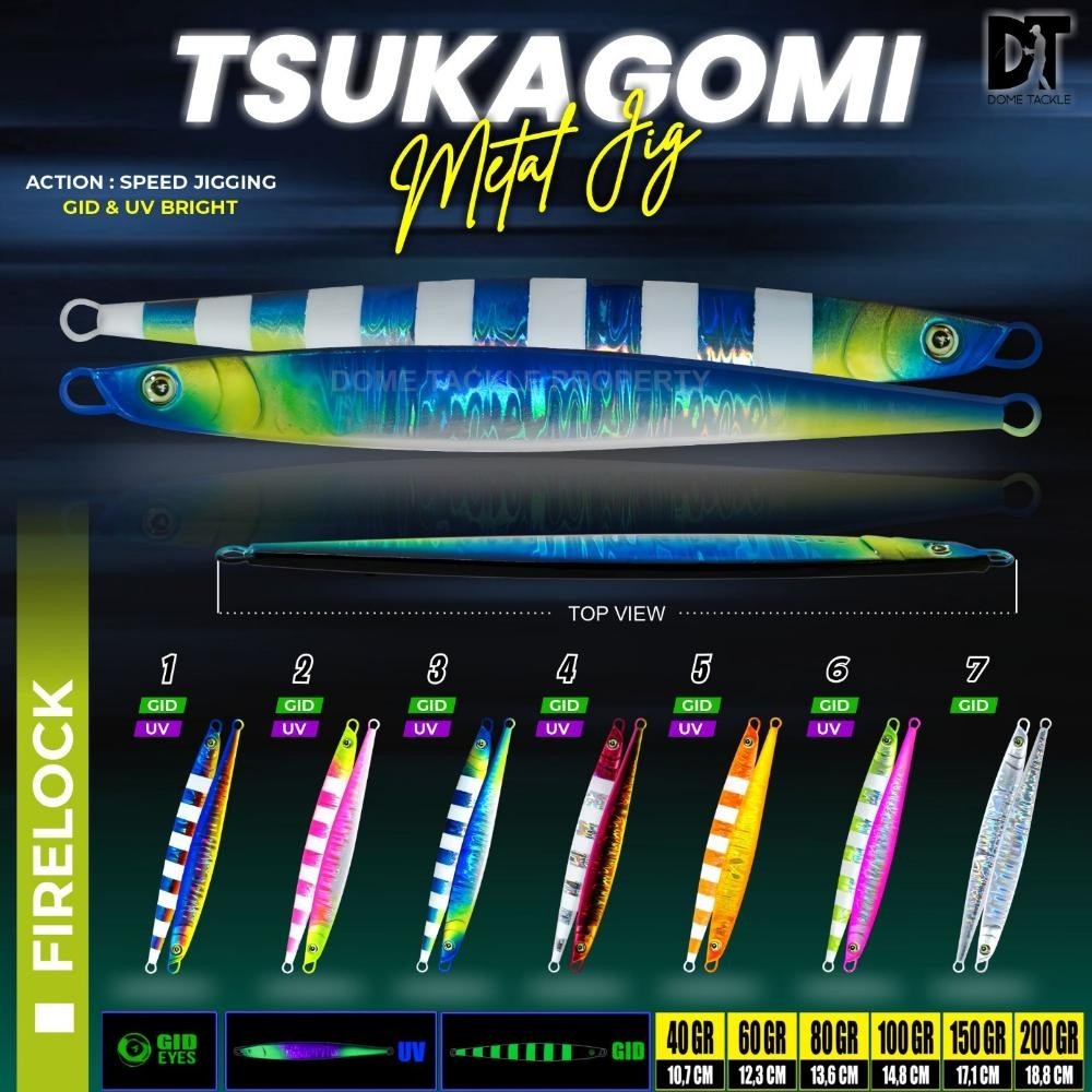 Jual METAL JIG FIRELOCK TSUKAGOMI UMPAN PANCING 40 | 60 | 80 | 100 | 150 | 200 GRAM SLOW FAST ...