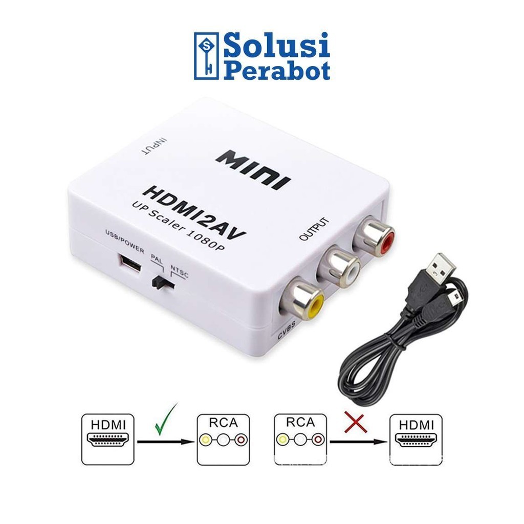 Jual Mini HDMI2AV Converter SP / HDMI To RCA AV Adaptor / Box TV Tabung ...