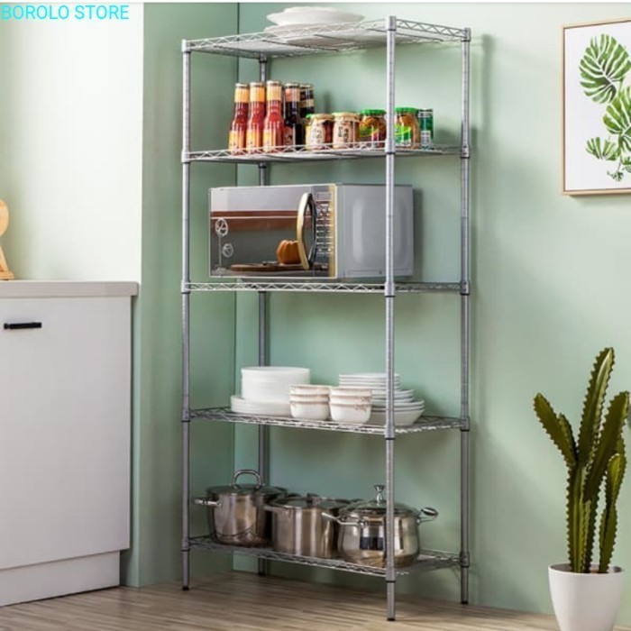 Jual Krisbow Rak Kawat Besi - Rak Besi - Rak Kawat 5 Susun Silver ...