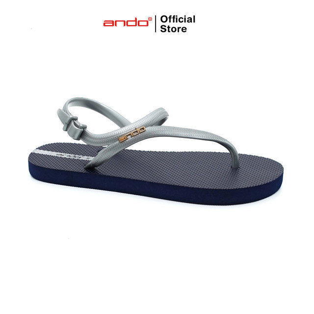 Jual Ando Official Sandal Jepit Nora Wanita Dewasa - Navy/Perak ...