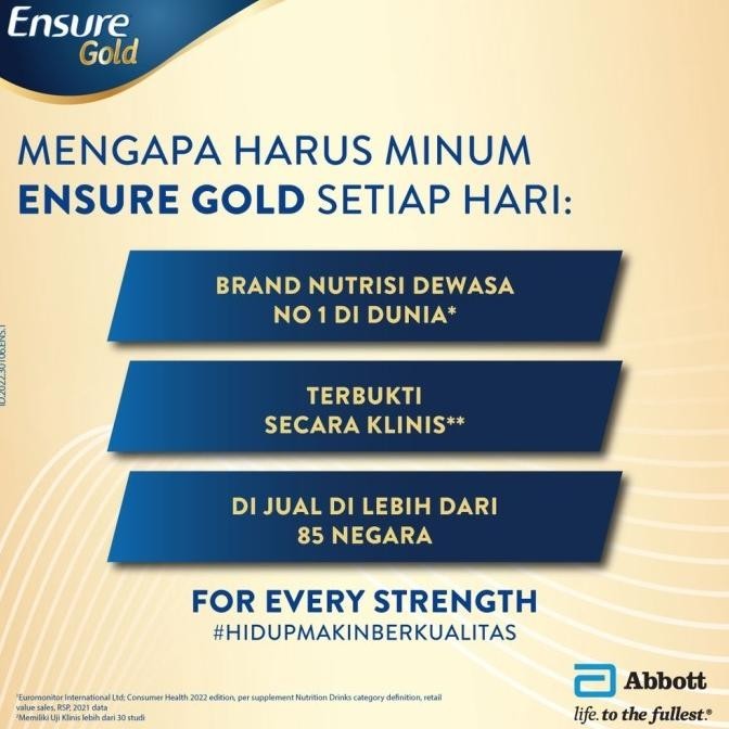 Jual Ensure Gold HMB Vanila 850 gr Susu Nutrisi Dewasa Rendah Laktosa H24S | Shopee Indonesia