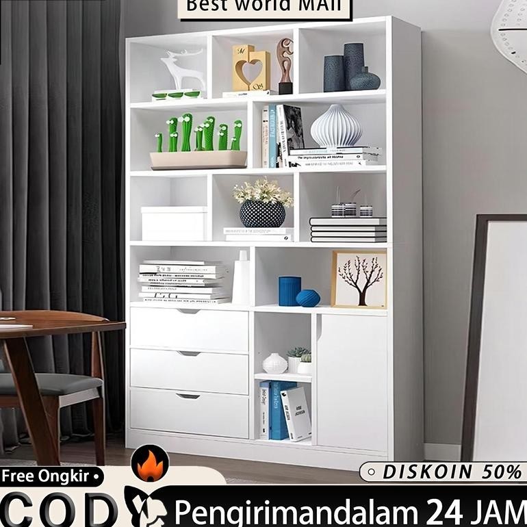 Jual Rak Buku Kayu Rak Buku Susun Minimalis Lemari Display Serbaguna ...