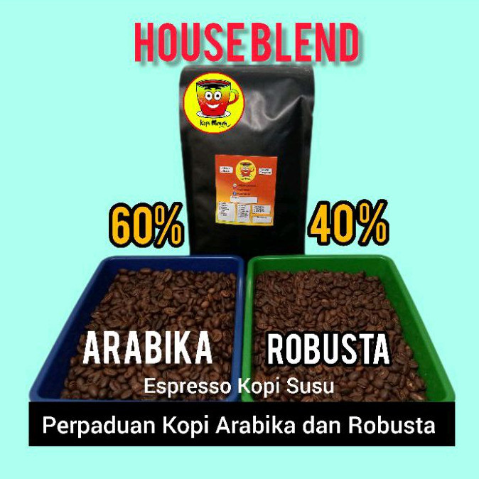 Jual Houseblend Beans Biji Kopi Bubuk Es Kopi Susu 60%40% Arabika Mix ...