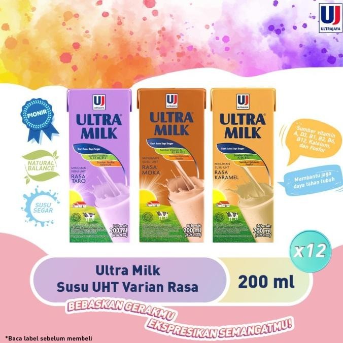 Jual Ultra Milk Susu UHT Rasa [Paket isi 12pcs] - Moka / Karamel / Taro ...