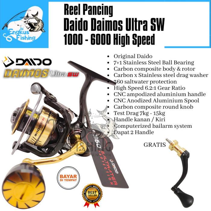 Jual Reel Pancing Daido Daimos Ultra Sw 1000 - 6000 Hs 6.2:1 (7+1 ...