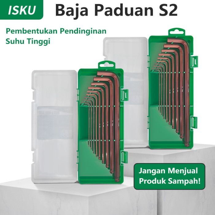 Jual ISKU Kunci L Hey Key Set Lengkap Flat End Hex Key 9 Piece | Shopee ...