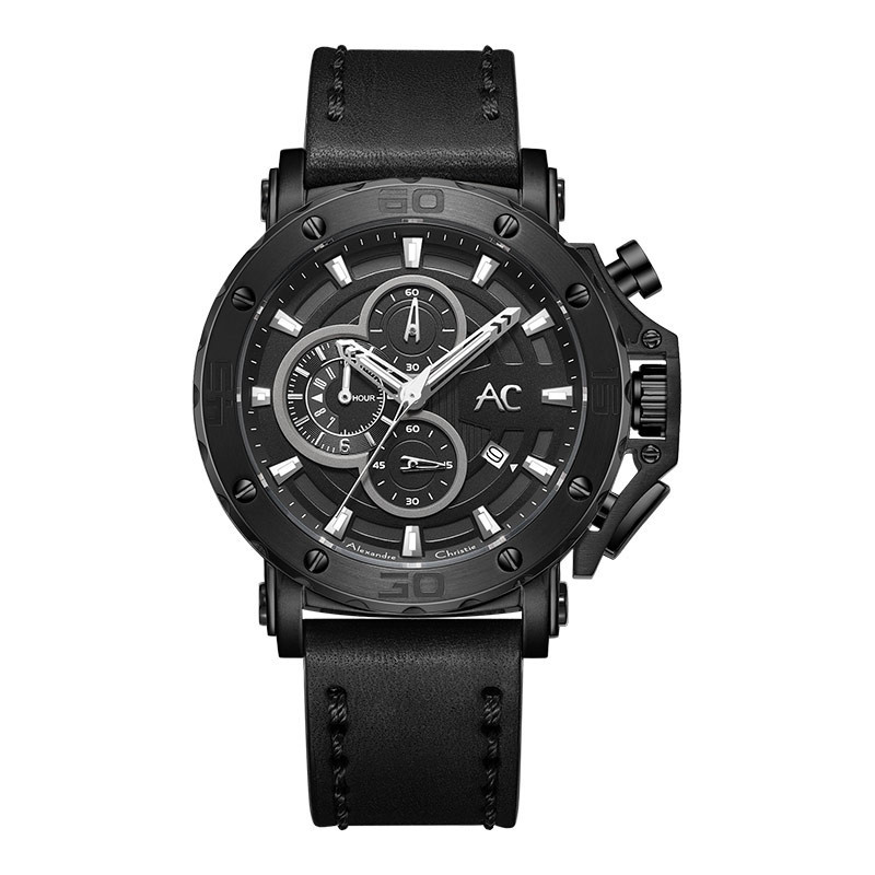 Jual Jam Tangan Pria Alexandre Christie AC 9205 BC LIPBA Men Black Dial ...