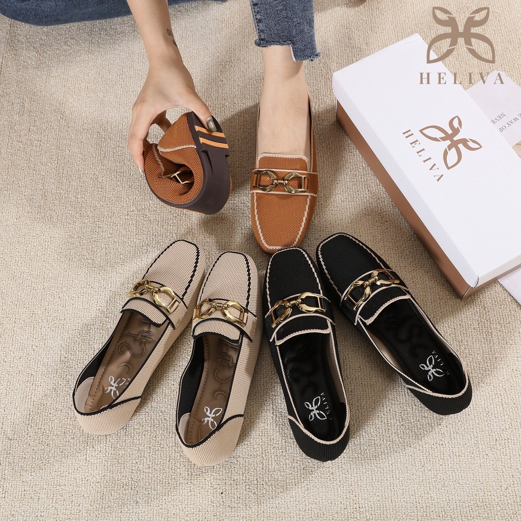 Jual B186 SF SEPATU HELIVA Sepatu Flat Loafer Boat Shoes Gold Chain ...