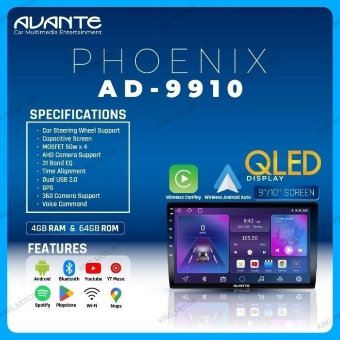 Jual Head Unit Android Avante AD-9910 Draco 9 inch / 10 inch RAM 6 ROM ...
