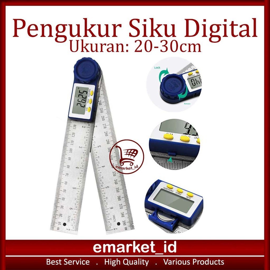 Jual Pengukur Siku Digital 20-30cm AH27 / Penggaris Sudut / Angle Ruler Busur Derajat ...