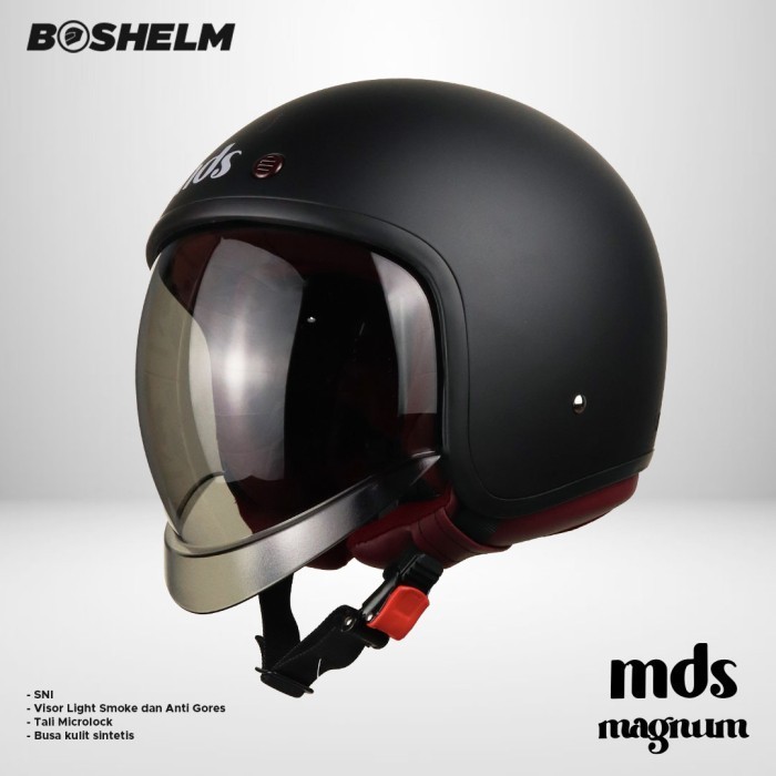 Jual Helm Retro MDS MAGNUM SOLID Helm Half Face SNI K01 | Shopee Indonesia
