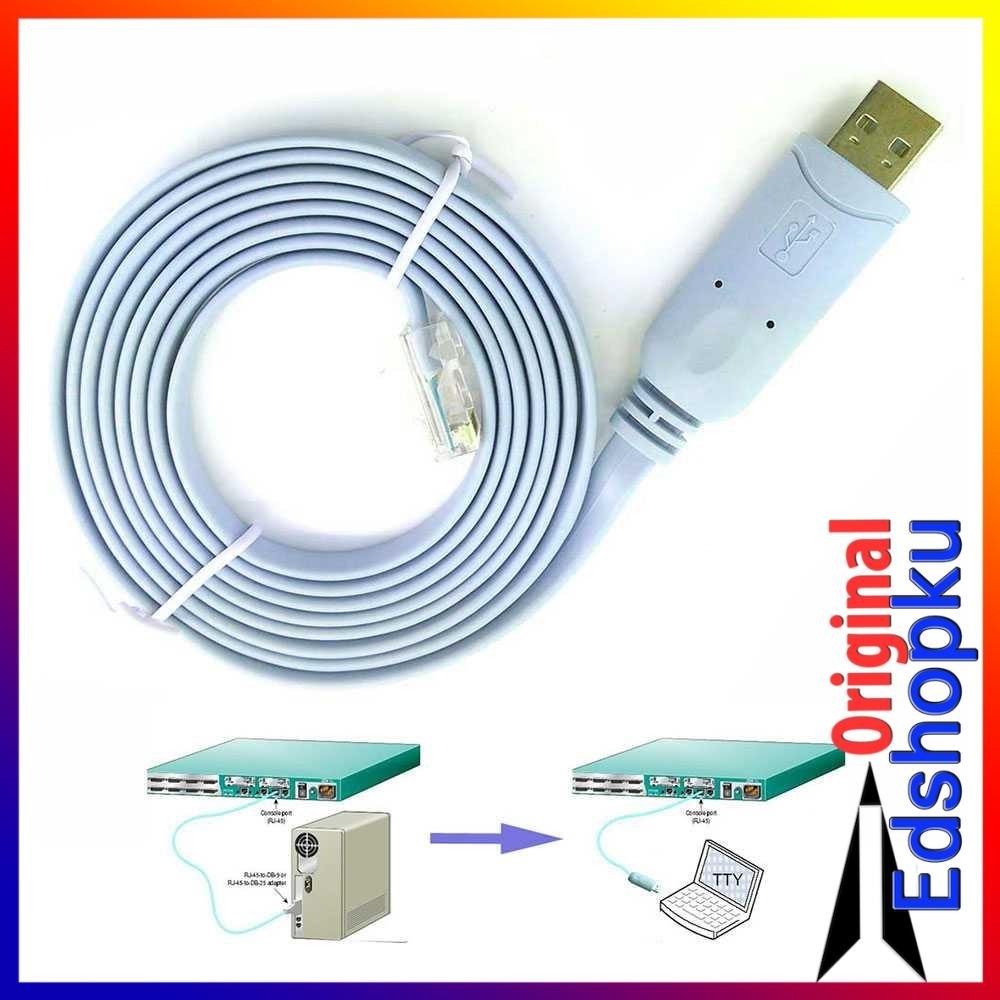 Jual Kabel Konsol USB RS232 to RJ45 1.8m Cable Server Router Komputer ...