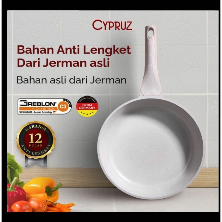 Jual Panci Fry Pan Cypruz White Granite Diecast Greblon Series 20 -26 ...
