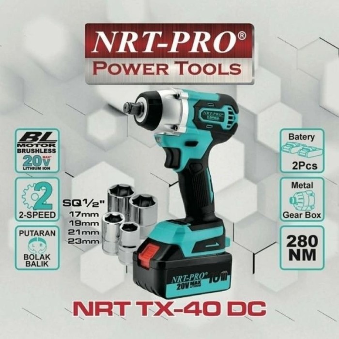 Jual Mesin Bor Cordless Impact Wrench NRT PRO TX40DC - Toko GBU | Shopee Indonesia
