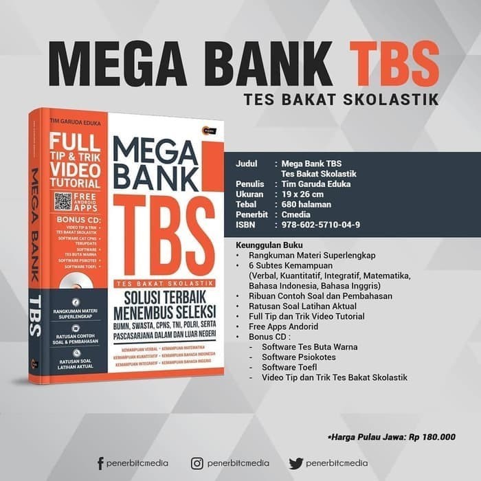 Jual Buku Mega Bank Tbs (Tes Bakat Skolastik) Bonus Cd | Shopee Indonesia