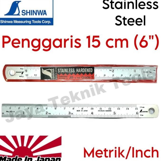 Jual Penggaris Shinwa 15 Cm Mm/Inch Stainless Steel | Shopee Indonesia