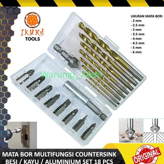 Jual MATA BOR COUNTERSINK KAYU BESI ALUMUNIUM SCREWDRIVER DRILL BIT SET ...