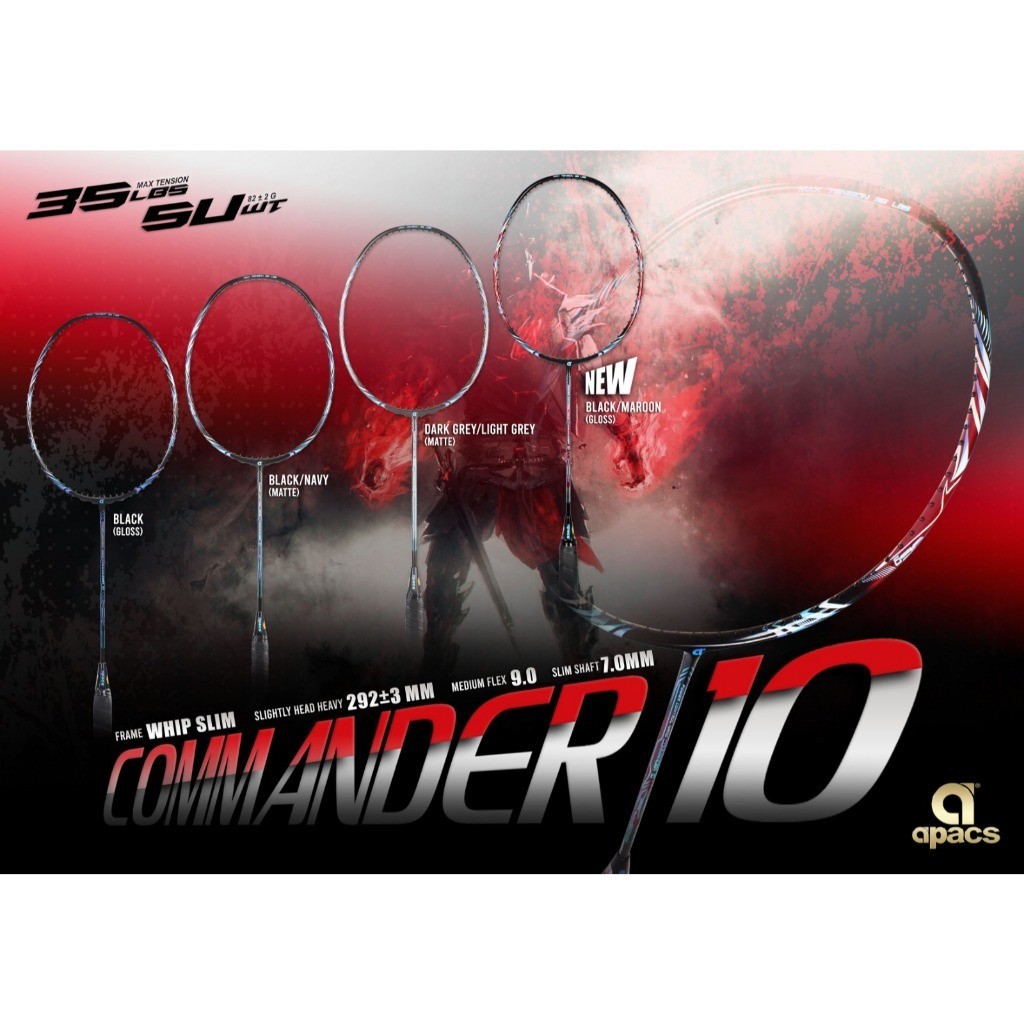 Jual Raket Bulu Tangkis Apacs Commander 10. Berat (5U) Ketegangan Maks ...