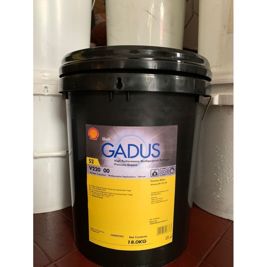 Jual GREASE LITHIUM SHELL GADUS S2 V220 00 NLGI 00 ISI 18 KG | Shopee ...
