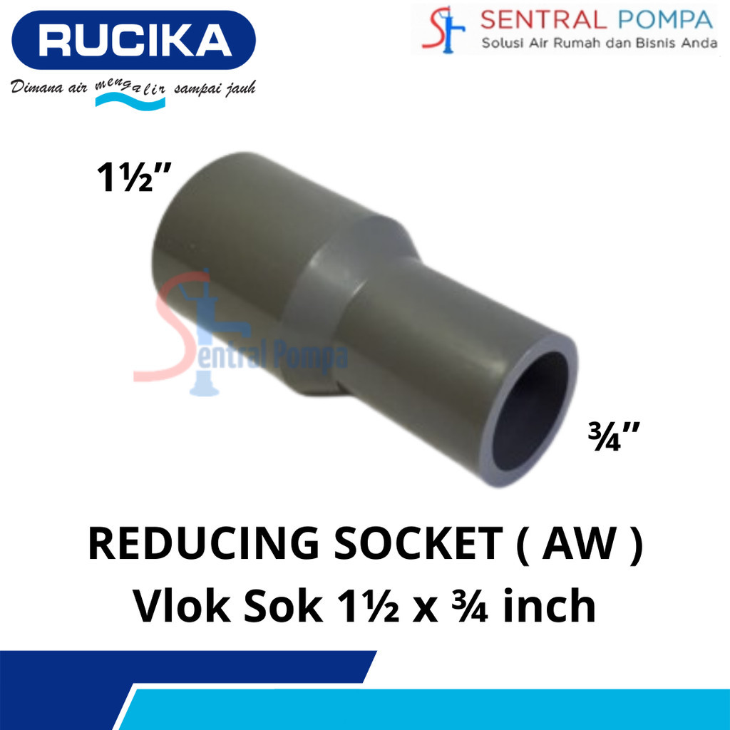 Jual Vlok Sok 1 1/2 x 3/4 inch RUCIKA PVC AW Reducer Socket / Increaser ...