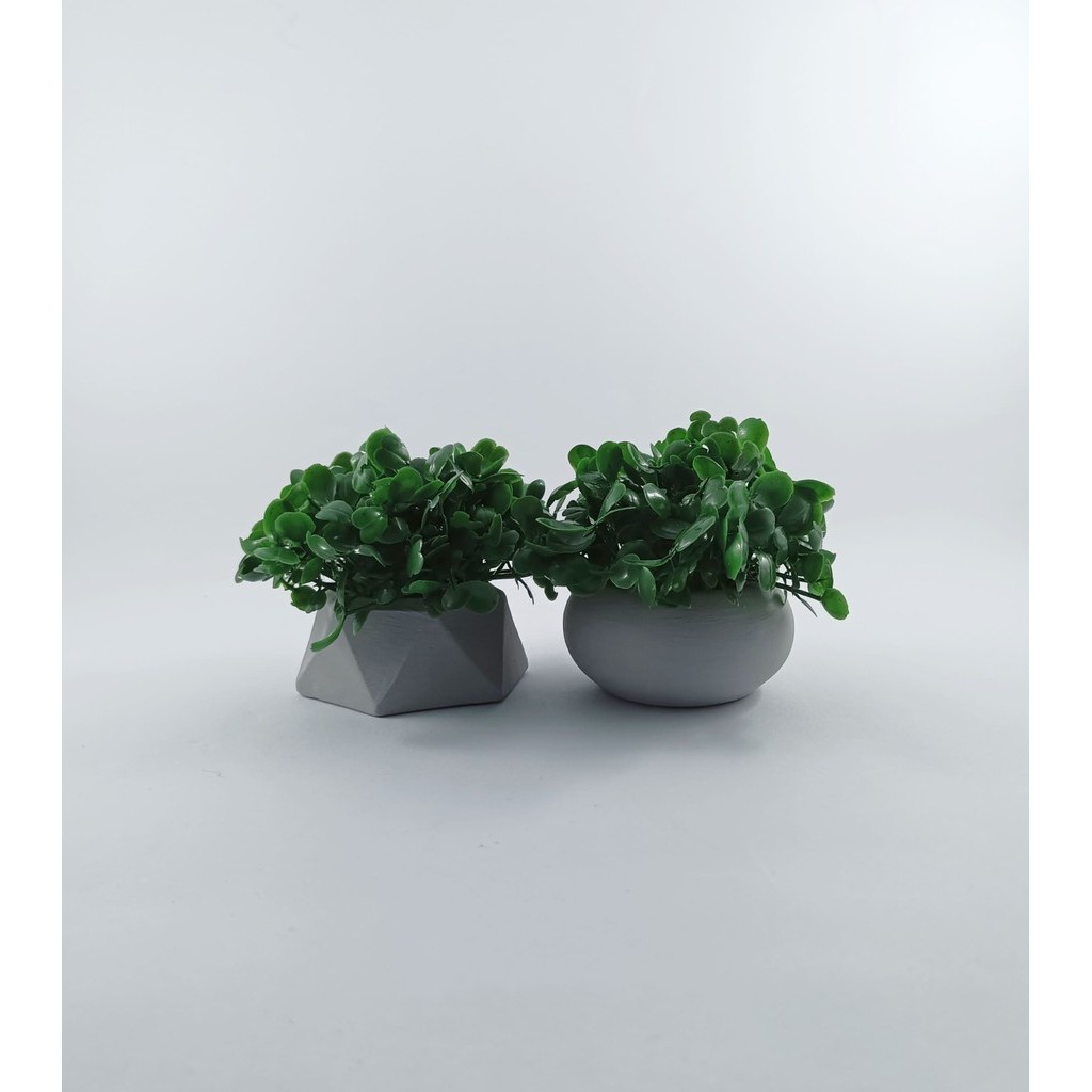 Jual [Abu] Artificial Greenery Leaves Greenly Plants Cement Potted ...