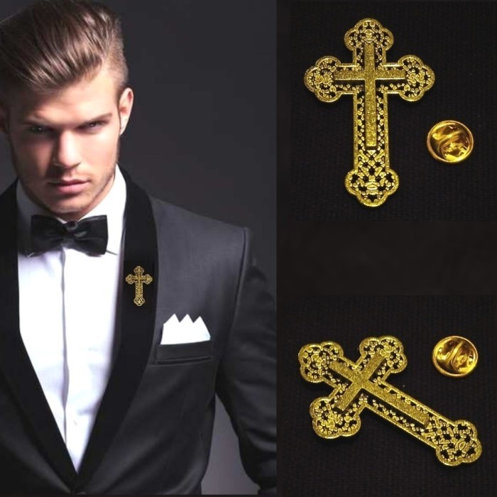 Jual Terlaris Metal Dark Golden Cross Pin Bros Jas Kameja Tuxedo Mens Pria Salib SALE | Shopee ...