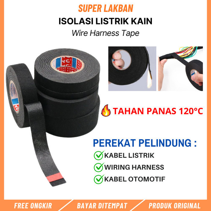 Jual LAKBAN ISOLASI KAIN KABEL OTOMOTIF WIRING HARNESS 15M SETARA TESA ...
