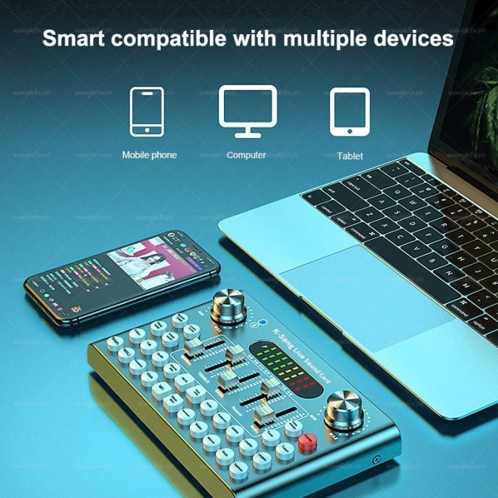 Jual F007 Live Soundcard Bluetooth Audio Mixer For Smartphone Pc Mac ...