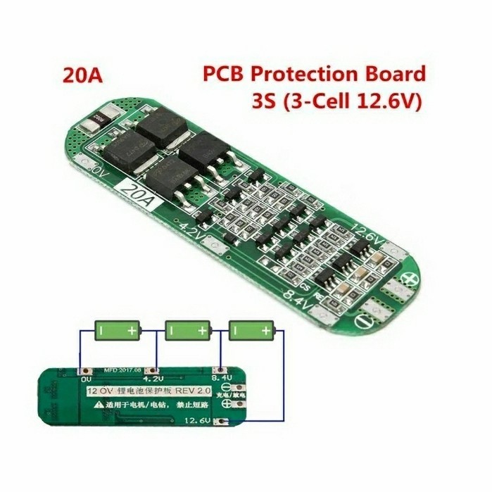 Jual PAPAN MODUL PCB BMS PELINDUNG CHARGER BATERAI LI-ION LITHIUM 3S ...