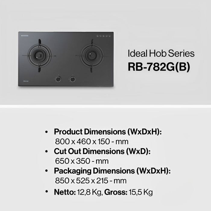 Jual Paket !!! Kompor Tanam Rinnai Rb-782G (B) + Cooker Hood Rh-329B | Shopee Indonesia