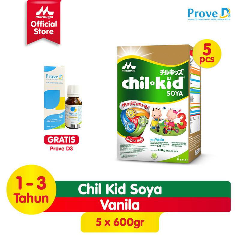 Jual Chil Kid Soya Vanila 600g x5 Free Prove D3 | Shopee Indonesia